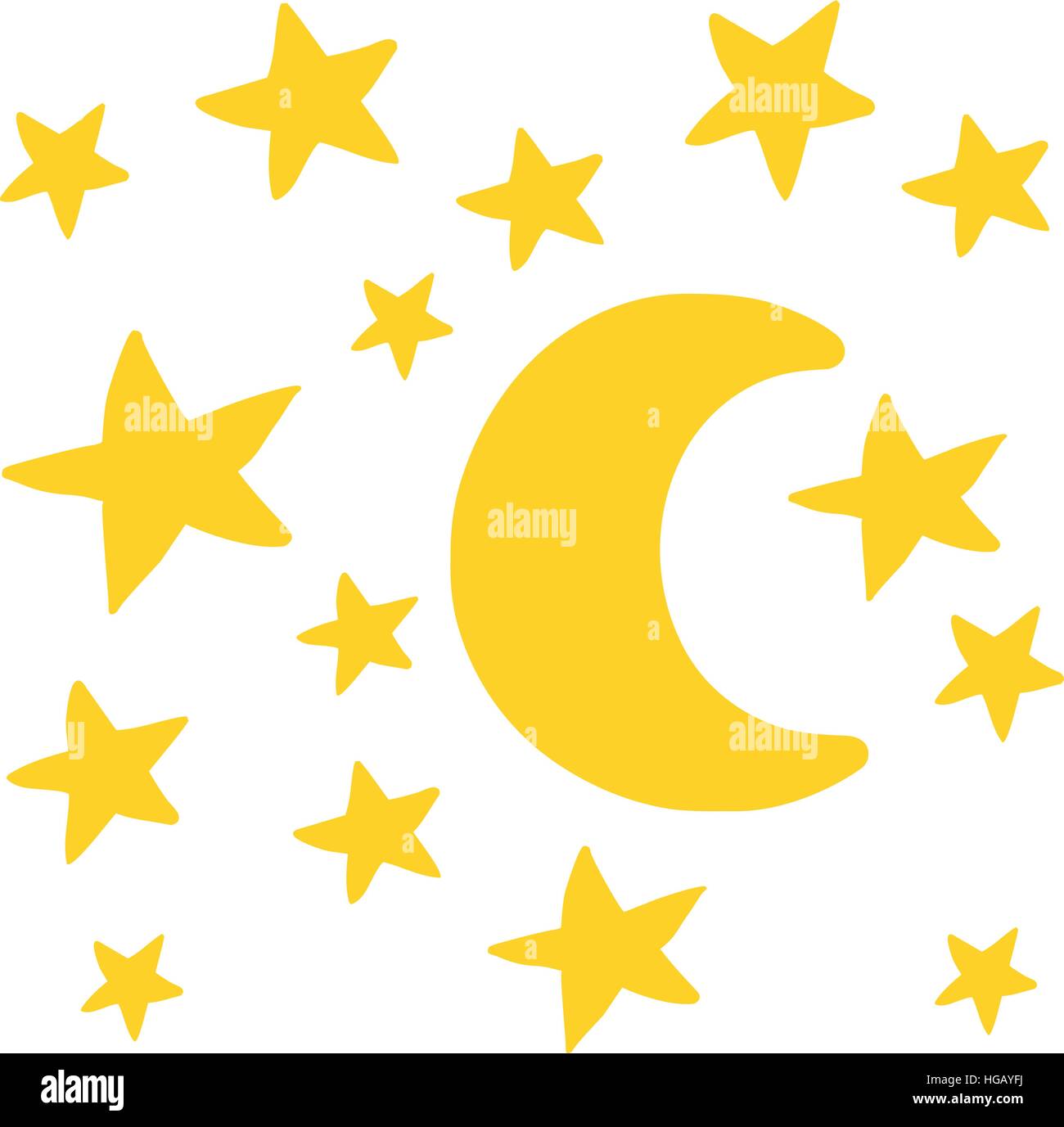 Night sky with moon and stars hand drawn Stock Vector Image & Art - Alamy