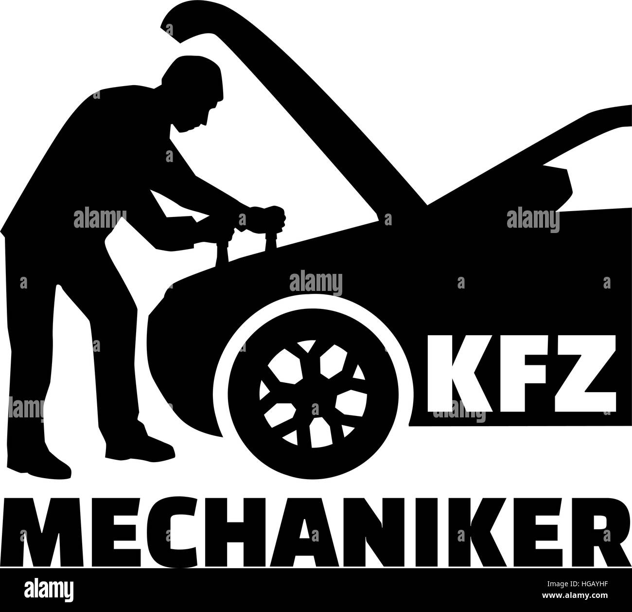 Motor mechanic silhouette with german job title Stock Vector Image ...