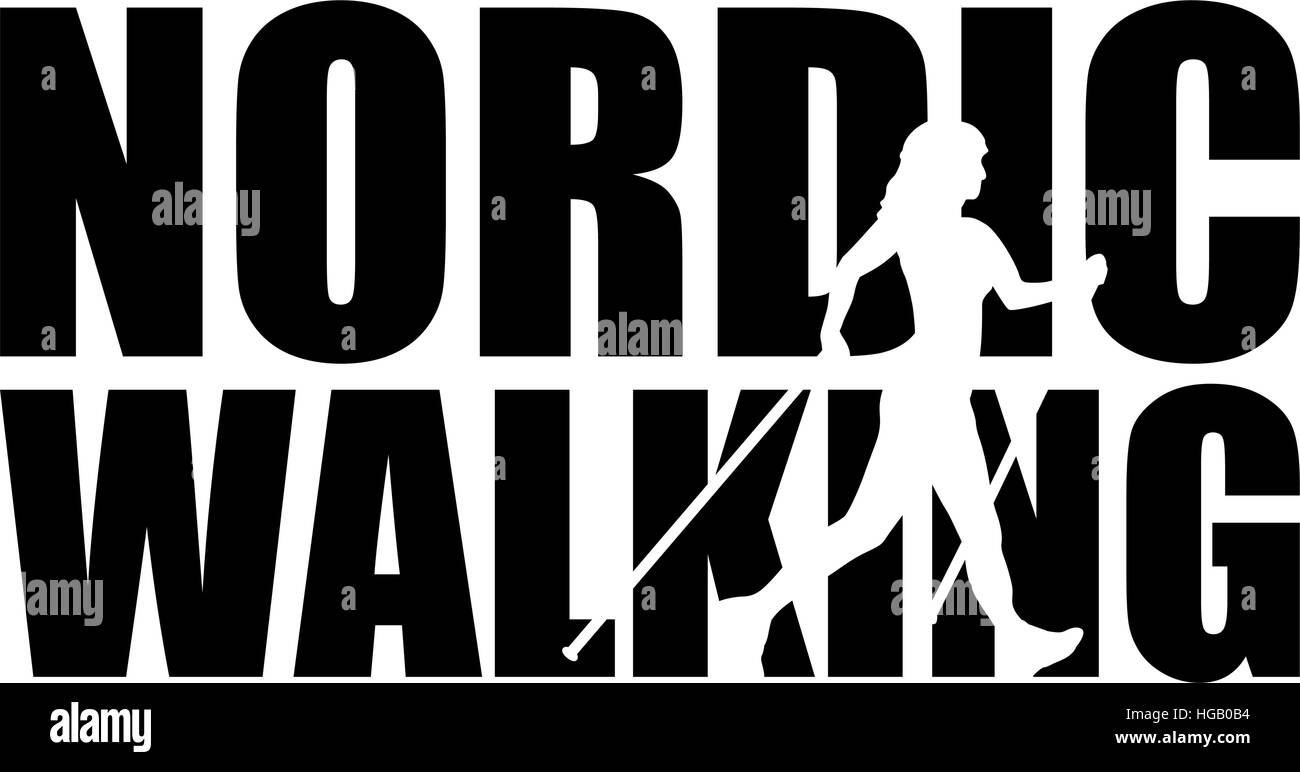 Nordic walking word with silhouette cutout Stock Vector Image & Art - Alamy