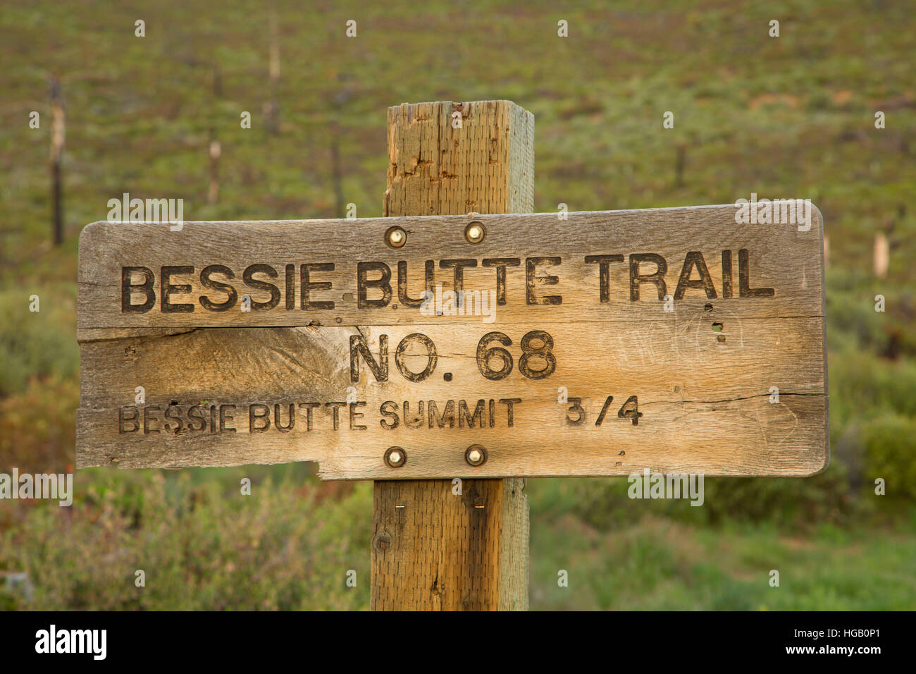 Bessie Butte Trail trailhead sign, Deschutes National Forest, Oregon ...