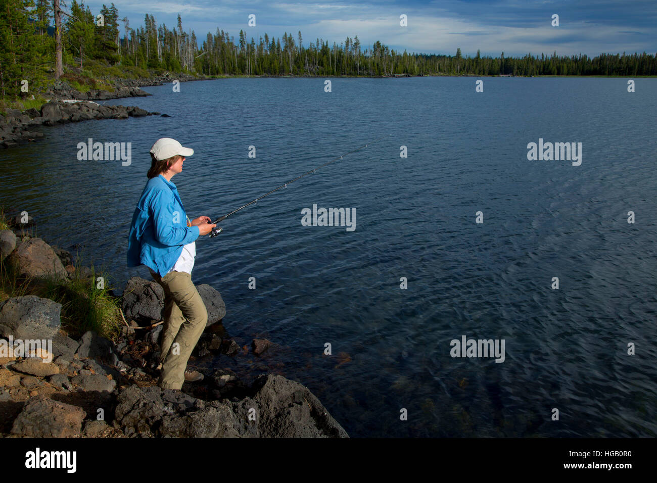 Fishing at Lava Lake along the Metolius-Windigo Trail, Cascade Lakes ...
