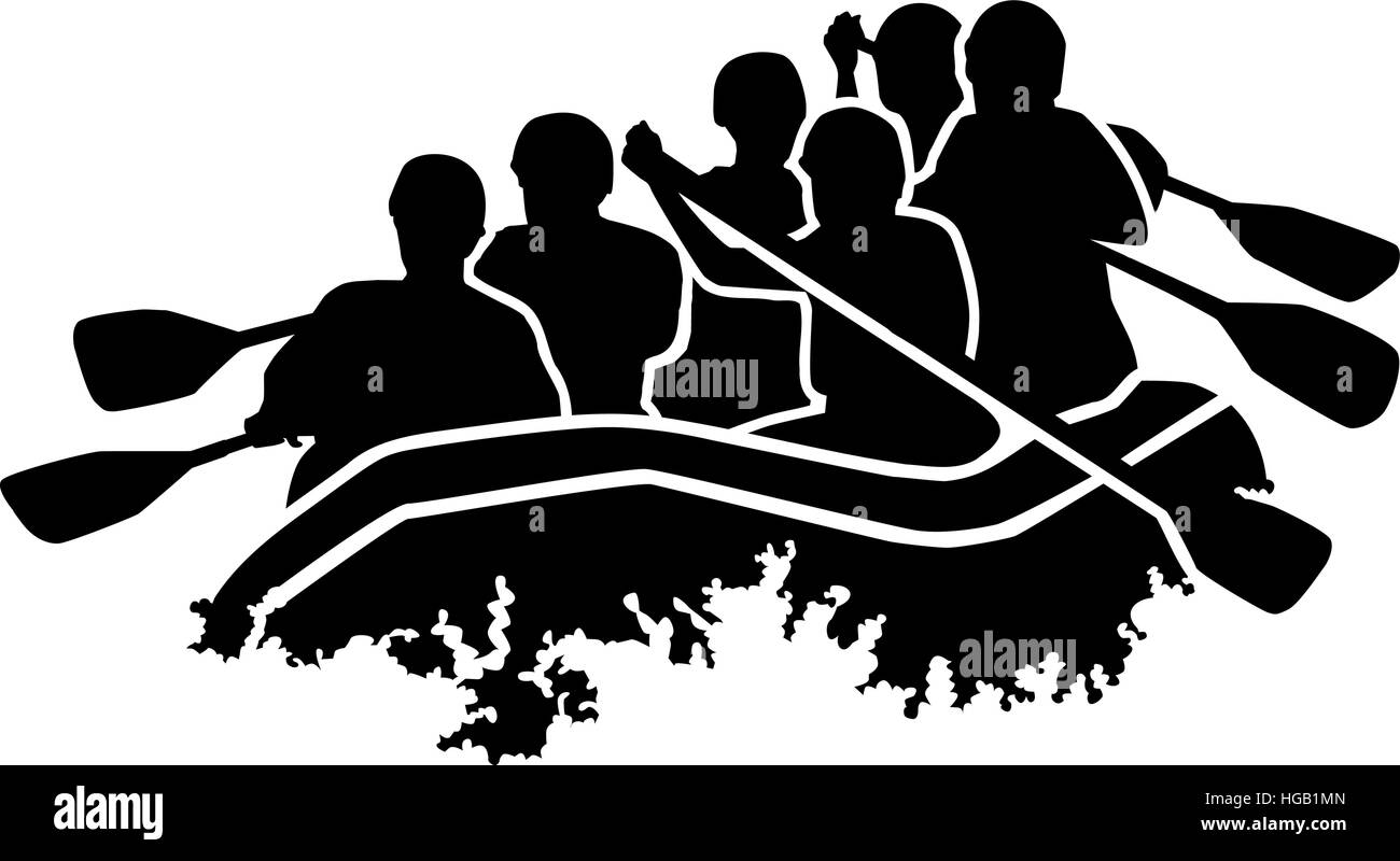 Rafting group silhouette Stock Vector Image & Art - Alamy