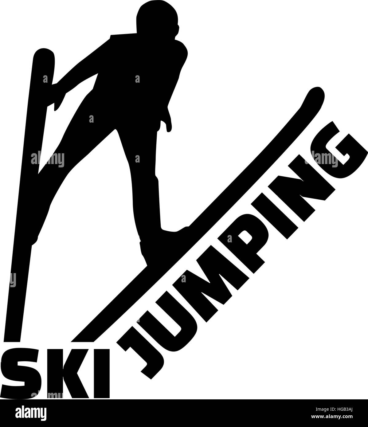 Ski jumping silhouette with word Stock Vector Image & Art - Alamy