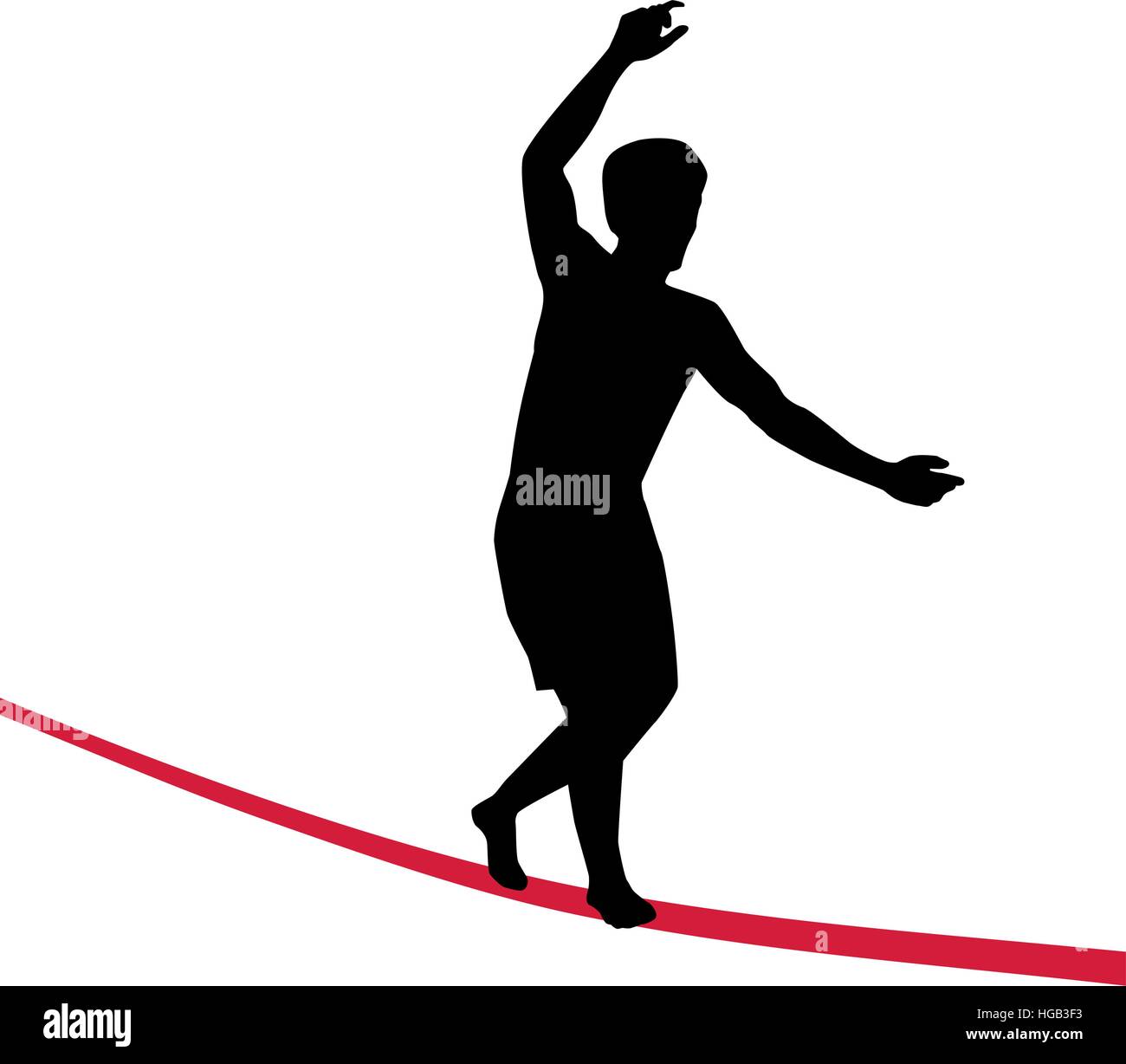 Slackline on red wire Stock Vector Image & Art - Alamy
