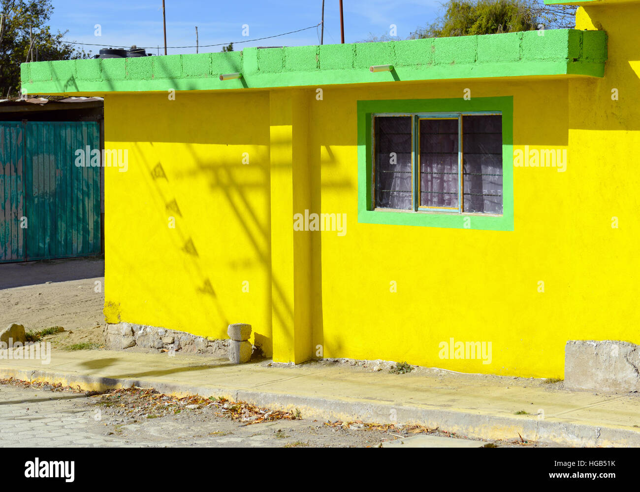 Bright and Colorful traditional building in rural village in Mexico ...