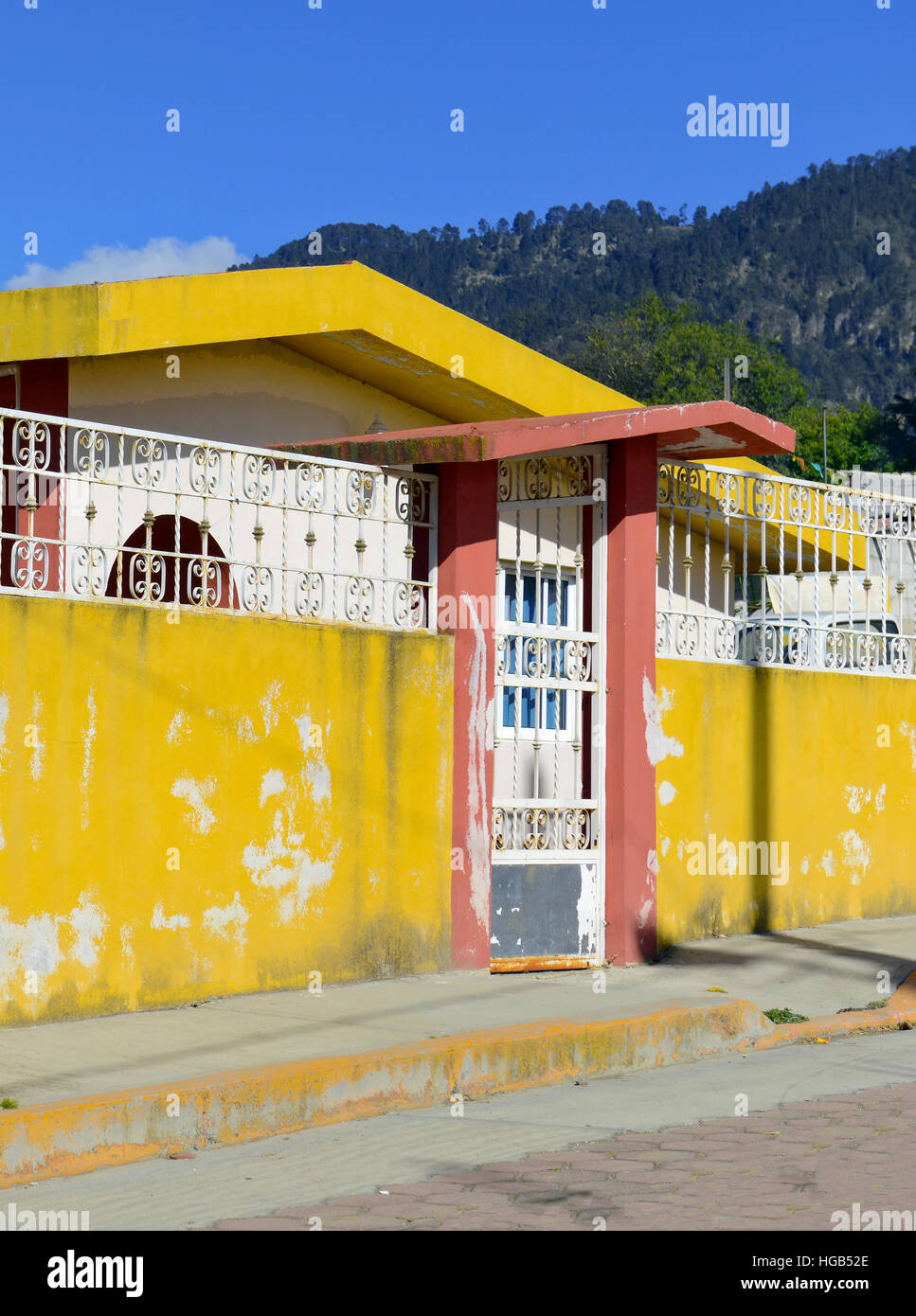 Bright and Colorful traditional building in rural village in Mexico ...