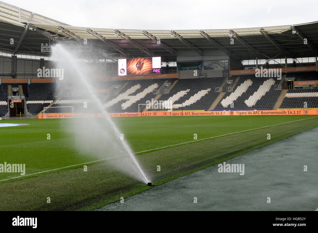 Sprinklers on inside the stadium before the Emirates FA Cup, Third ...