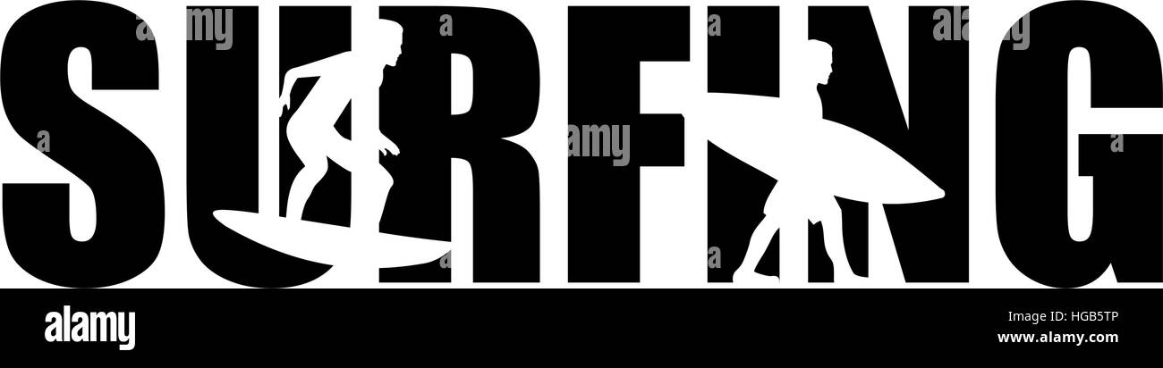 Surfing word with surfer cutouts Stock Vector Image & Art - Alamy