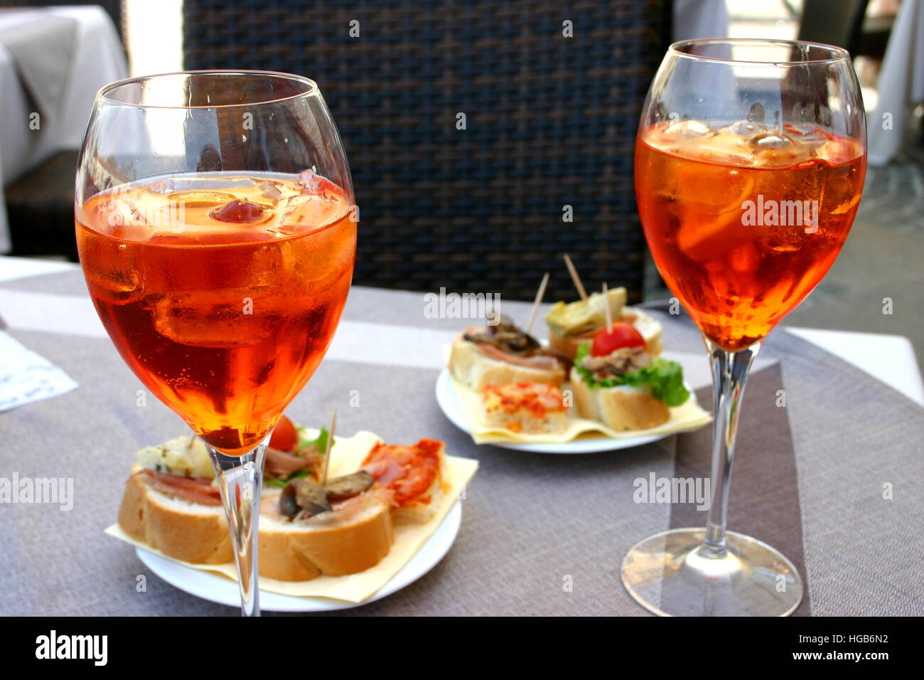 Italian Apetizer with Aperol Spritz Stock Photo - Alamy