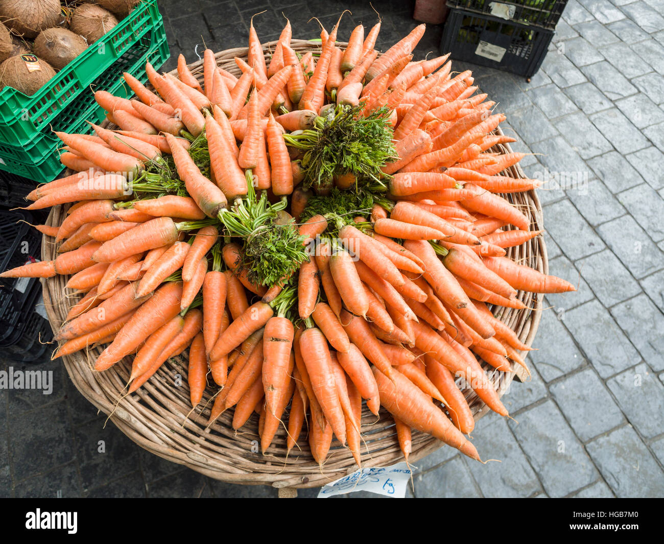 Display of Carrots in the Market. A fine circular display of fresh ...