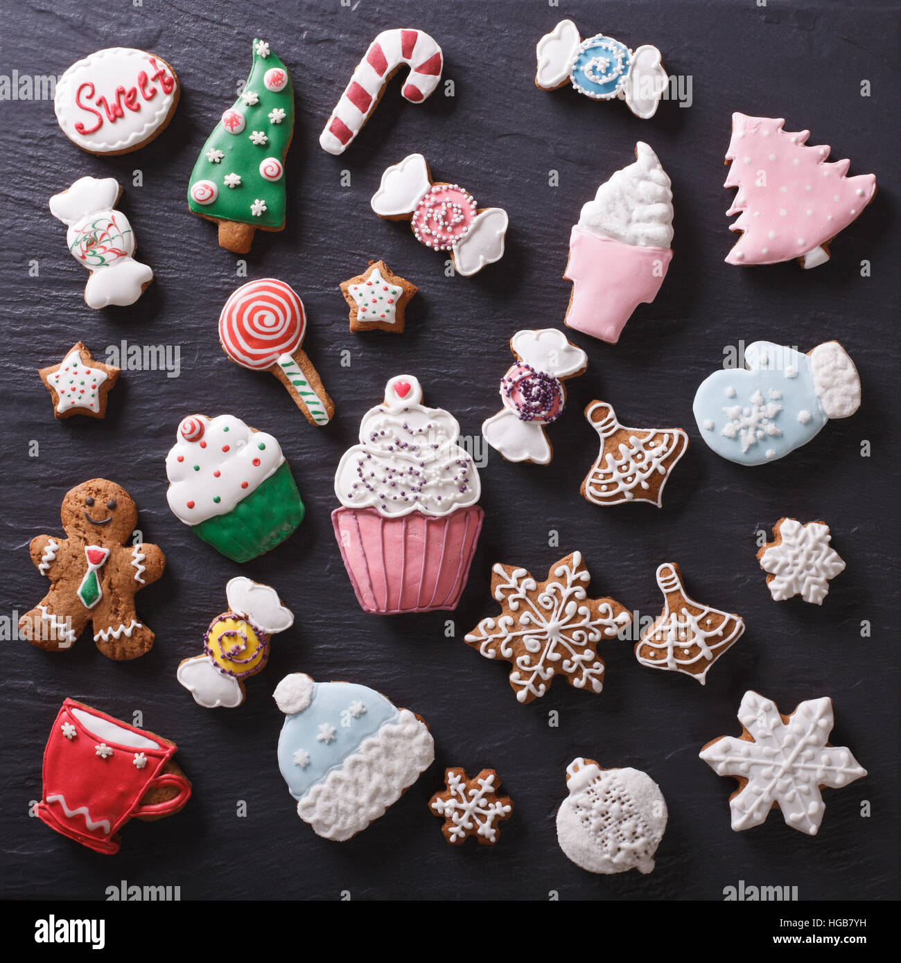 Gingerbread man on blue background hi-res stock photography and images ...