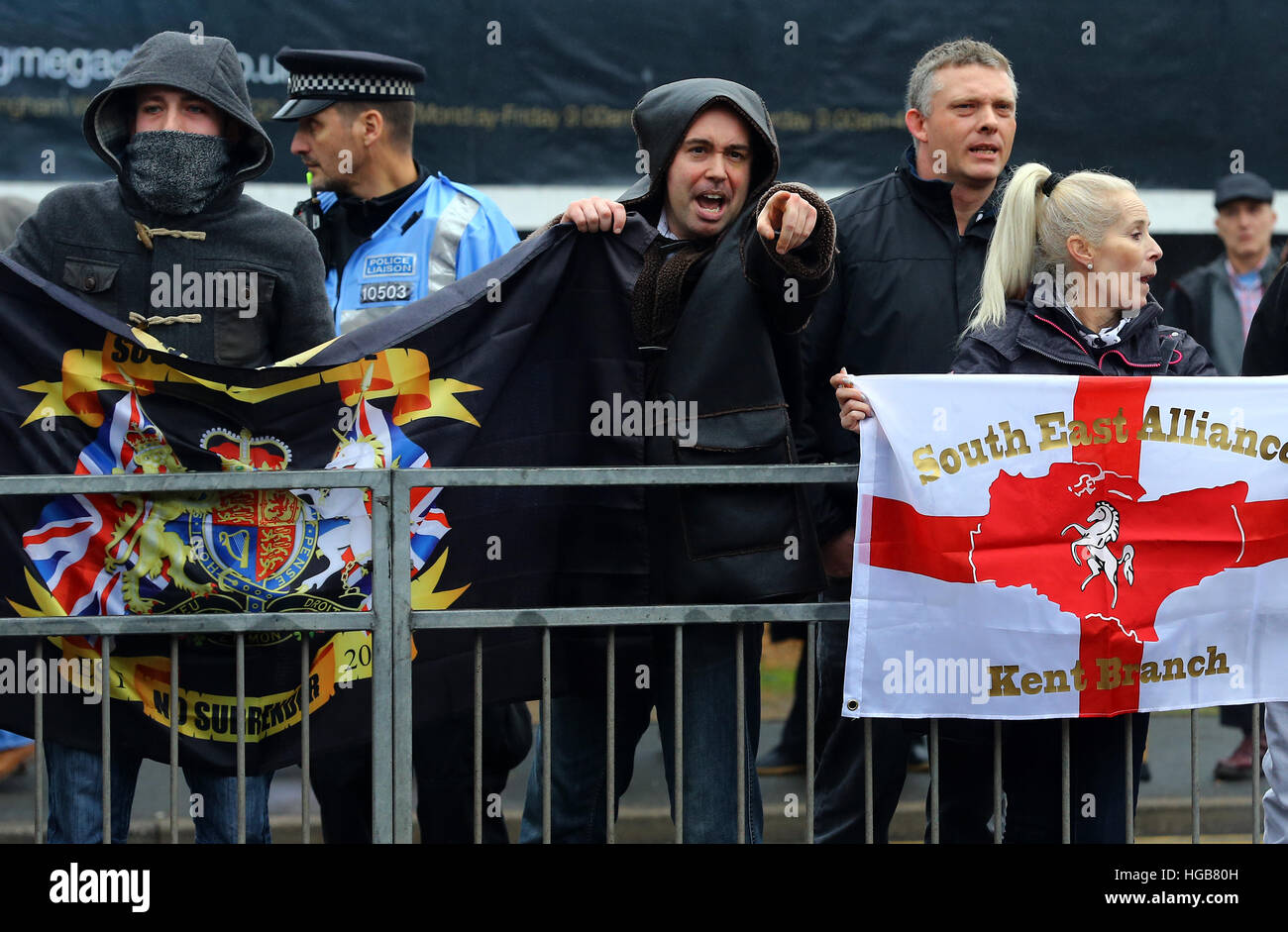 Members of the South East Alliance protest outside Maidstone Mosque in ...