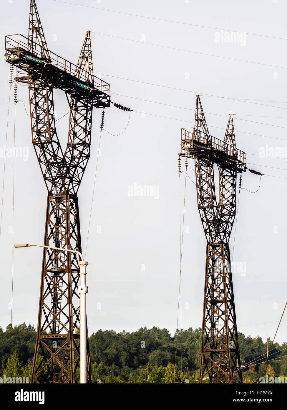 high power lines towers Stock Photo - Alamy