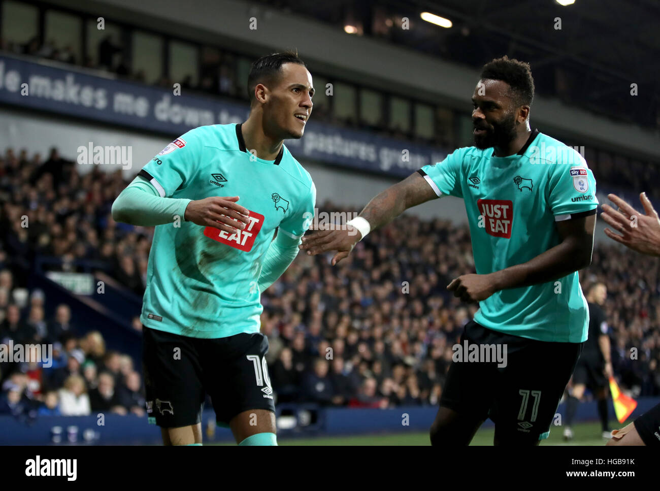 Derby County's Tom Ince celebrates scoring his side's second goal of ...