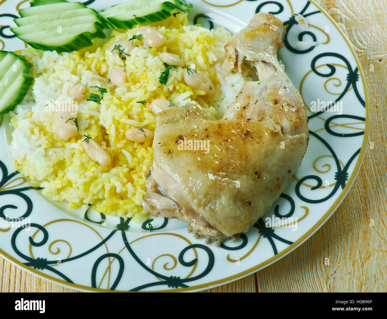 Baghali Polo- Persian Rice with Chicken,Fava Beans Stock Photo - Alamy