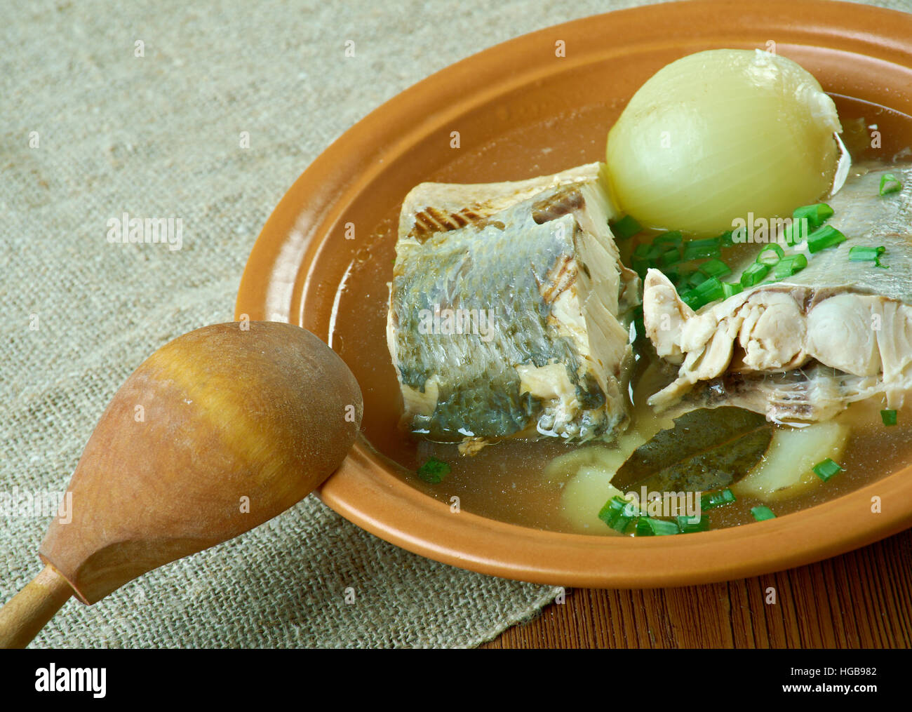 Siberian fish soup of omul (Coregonus autumnalis Stock Photo - Alamy