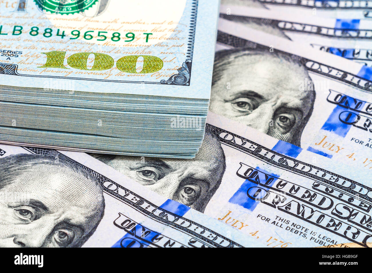 Stack of ten thousand american dollars close up. Fragment Stock Photo ...