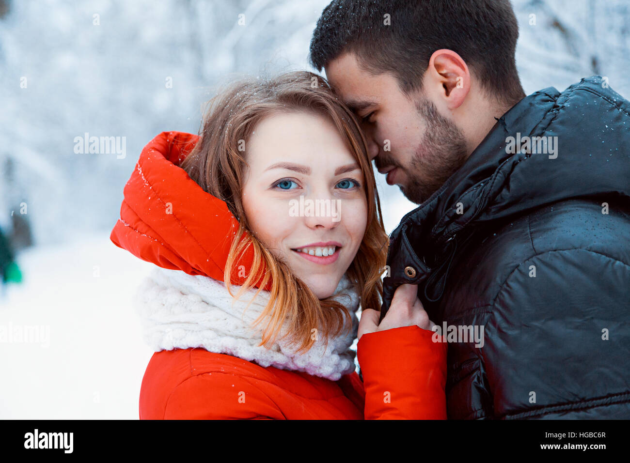 Young couple resting in park, embrace and smilling of loving Stock ...