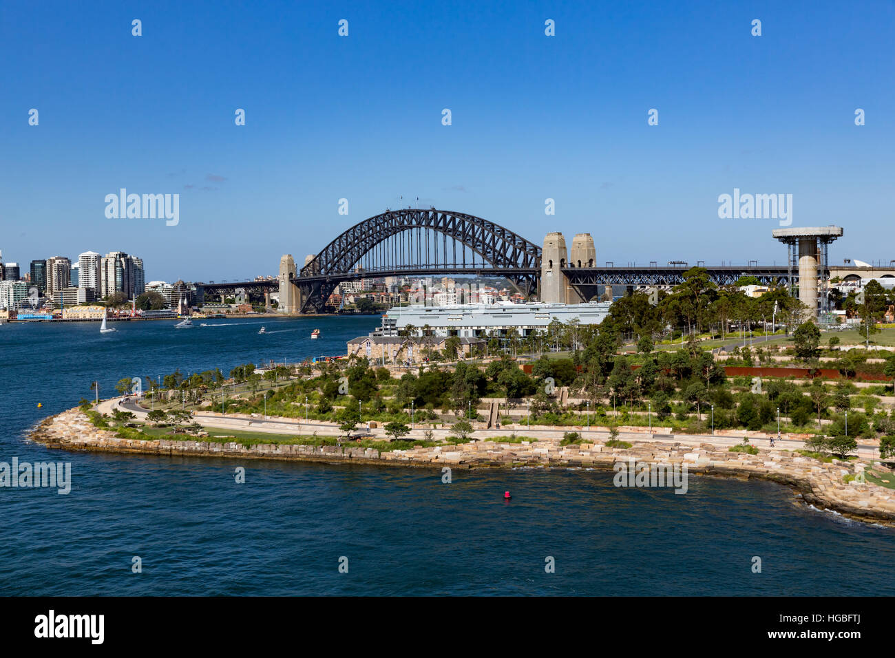 View across Barabgaroo towards Sydney Harbour Bridge Stock Photo - Alamy