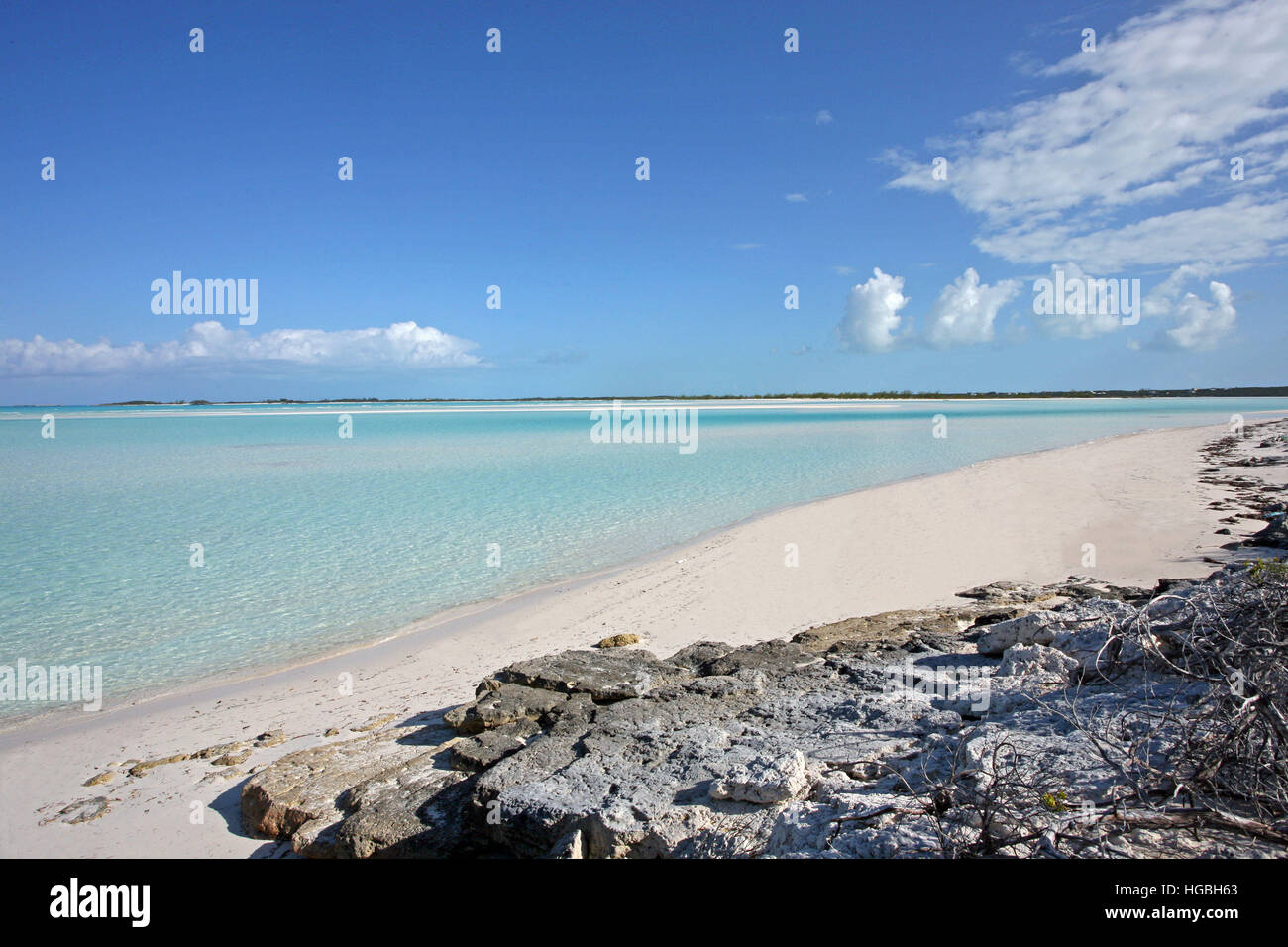 Tropical paradise and white sand beaches in Exuma Bahamas, Caribbean ...