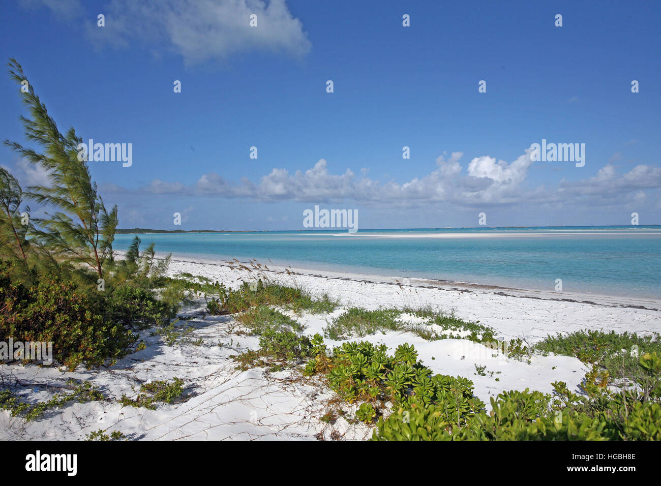Tropical paradise and white sand beaches in Exuma Bahamas, Caribbean ...
