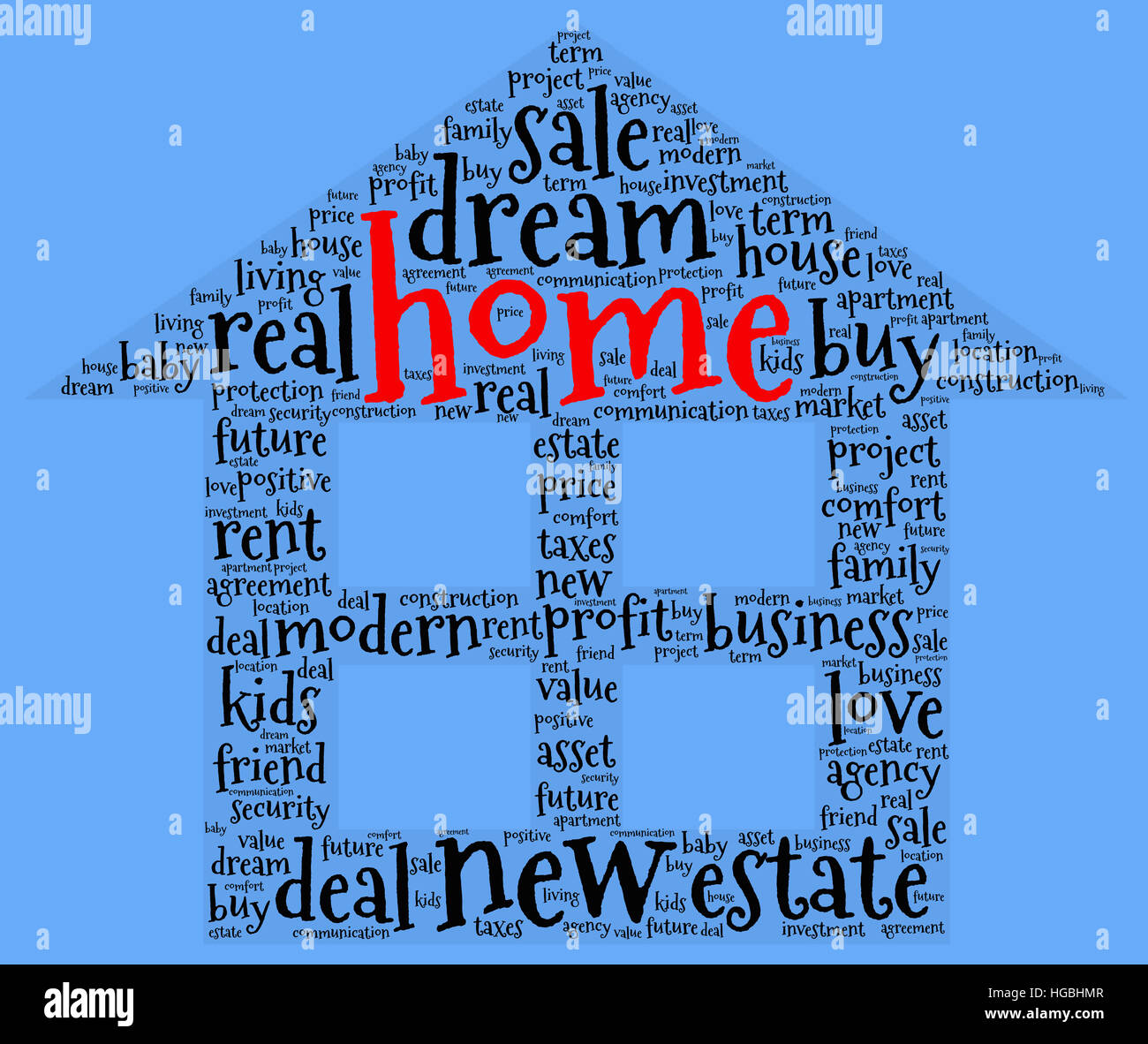 Home word cloud concept in house shape Stock Photo - Alamy