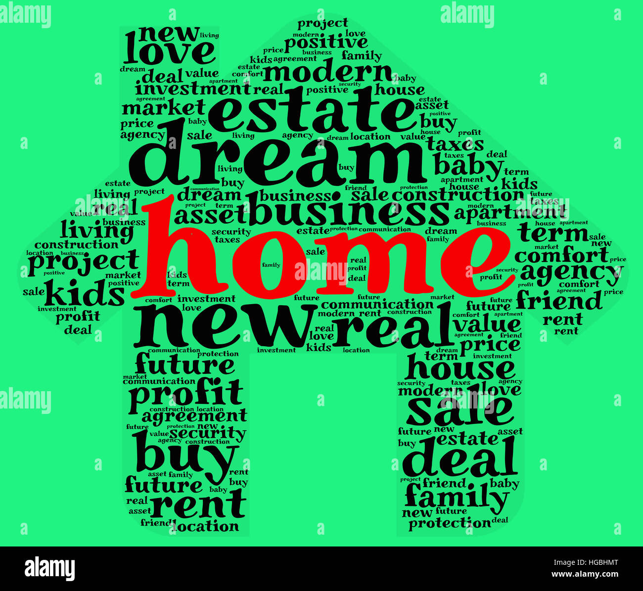 Home word cloud concept in house shape Stock Photo - Alamy