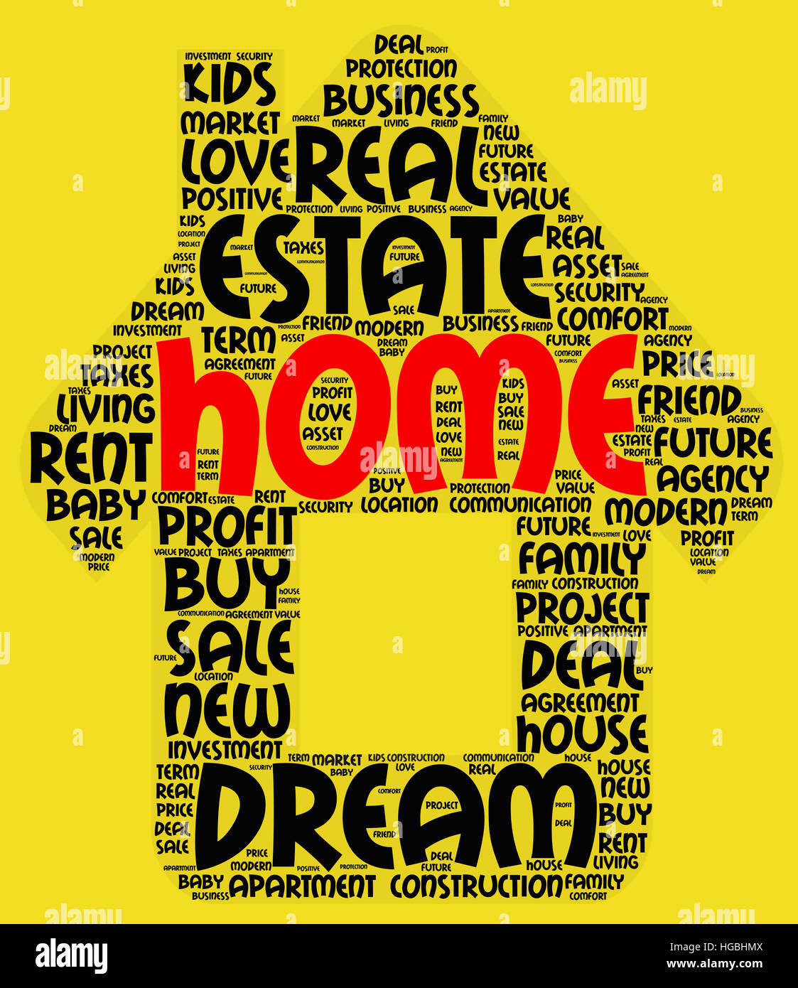 Home word cloud concept in house shape Stock Photo - Alamy