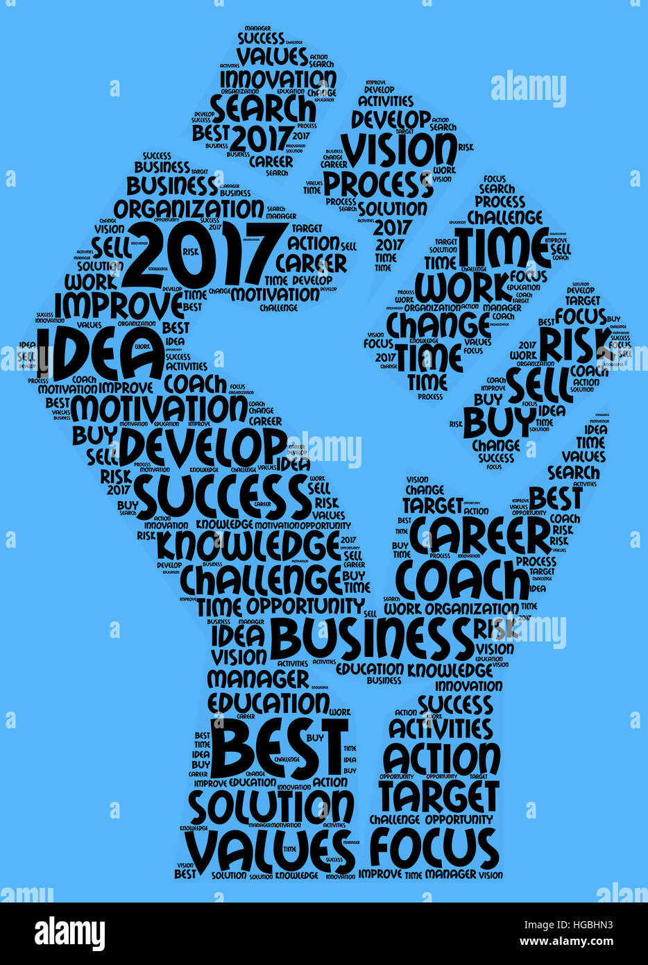 Business 2017 word cloud concept in shape hand sign Stock Photo - Alamy