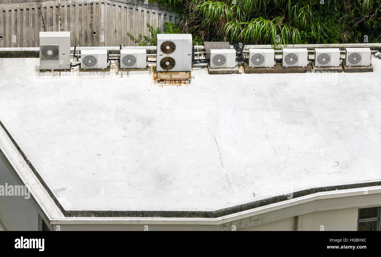 Air-Conditioner units on roof of housing complex, Hong Kong Stock Photo ...