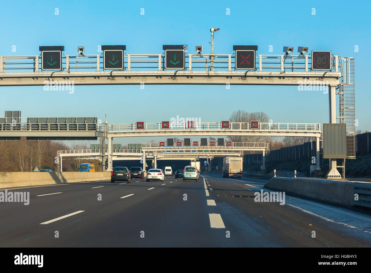 Cologne, Germany - December 30, 2016: Bundesautobahn 1 at Cologne. With ...