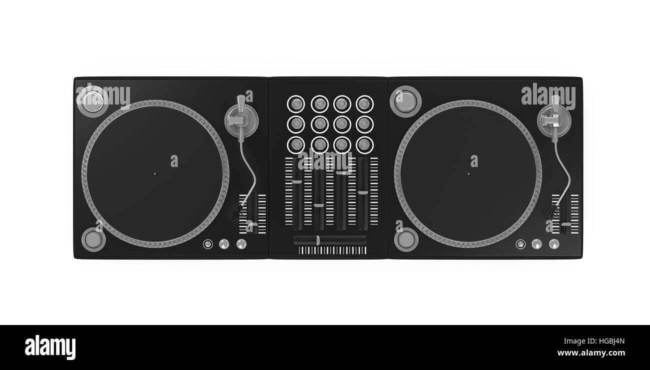Professional disc jockey turntable Black and White Stock Photos ...