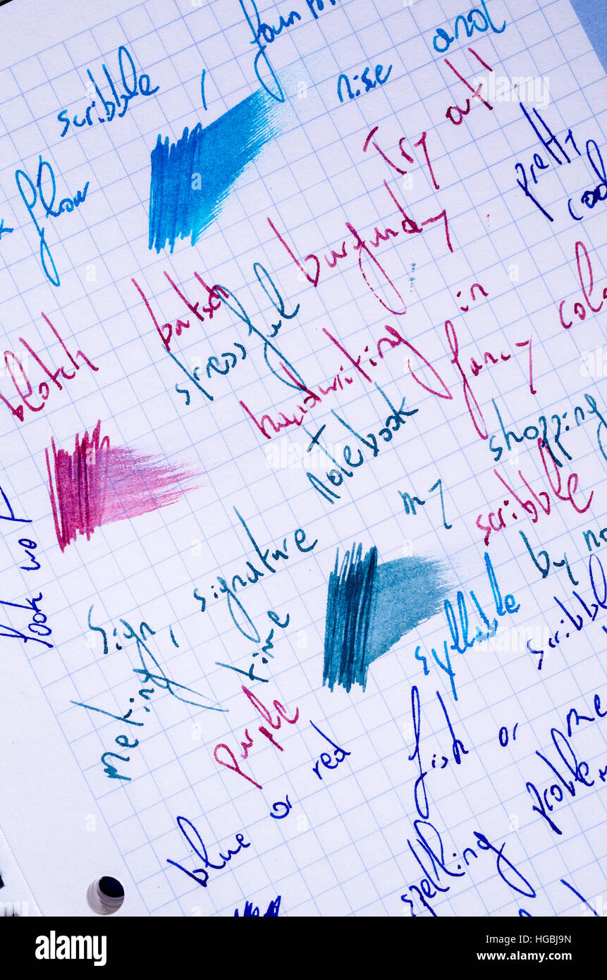 Handwritten scribbling in different fountain ink colours and line ...