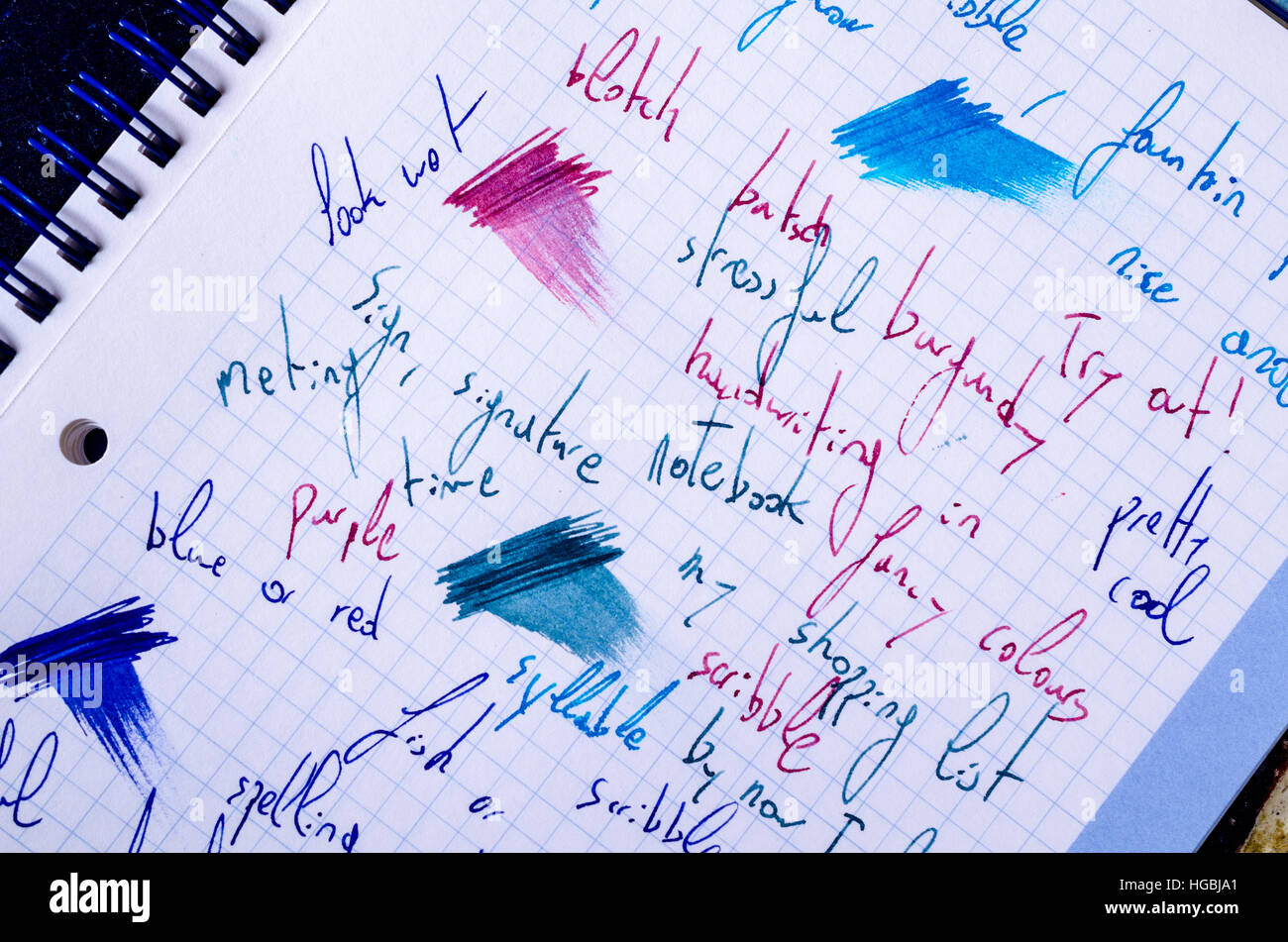 Handwritten scribbling in different fountain ink colours and line ...