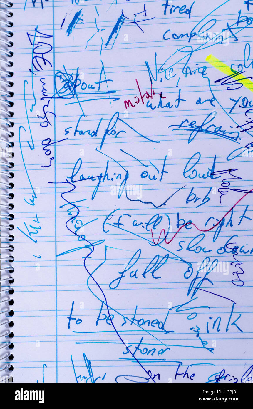 Handwritten scribbling in different fountain ink colours and line ...