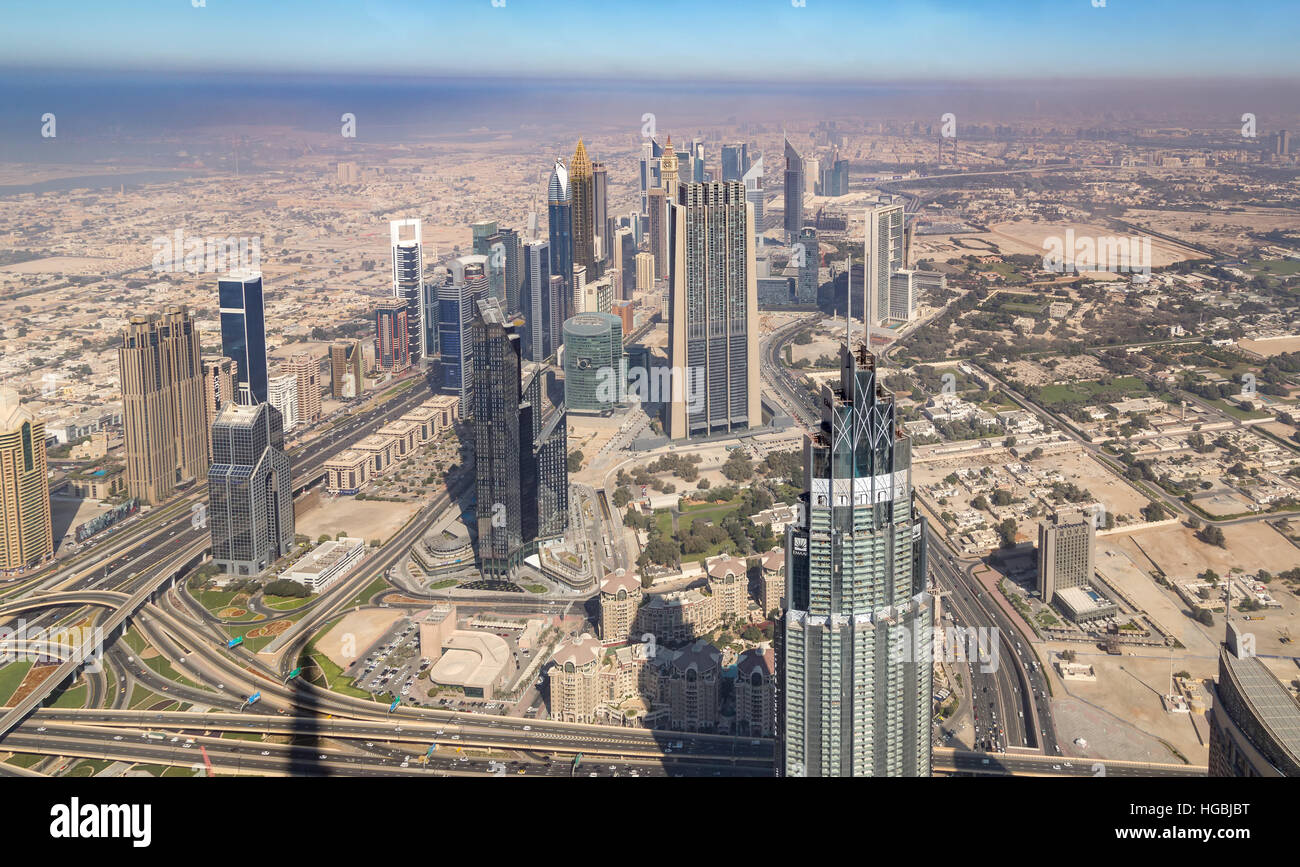 Dubai downtown day scene with city lights, luxury new high tech town in ...