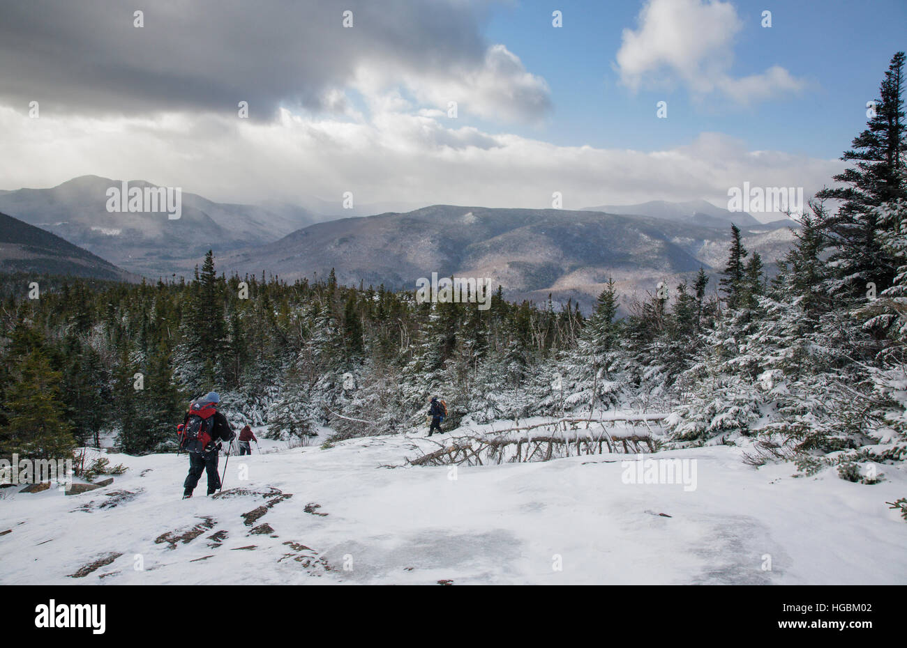 Hikers on Davis Path, near Mount Crawford, in Hadley's Purchase, New ...