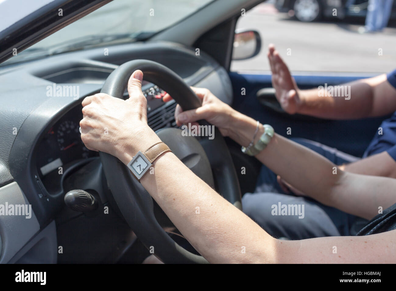 Driving school. Learning to drive a car Stock Photo - Alamy