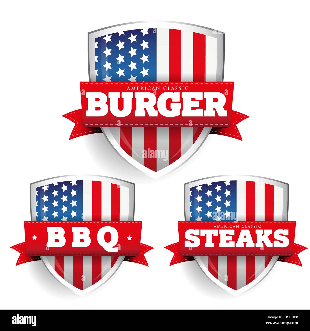 Burger, Steaks, Bbq vintage shield with USA flag Stock Vector Image ...