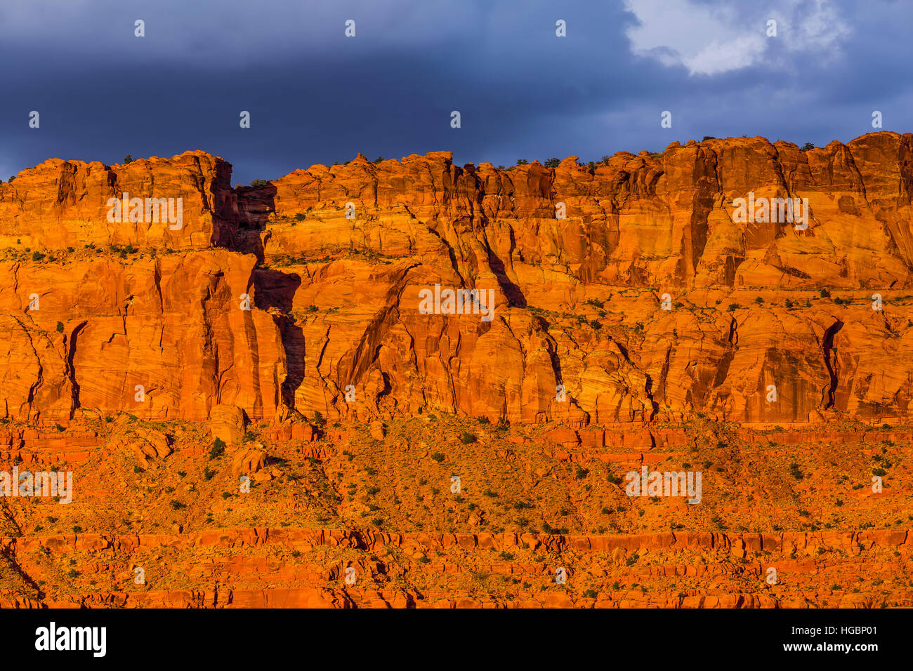 Brilliant Vermilion Cliffs in warm sunset light along House Rock Road ...
