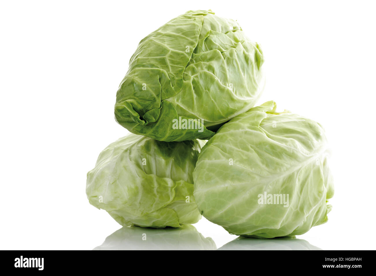 Pointed cabbage, three heads Stock Photo - Alamy