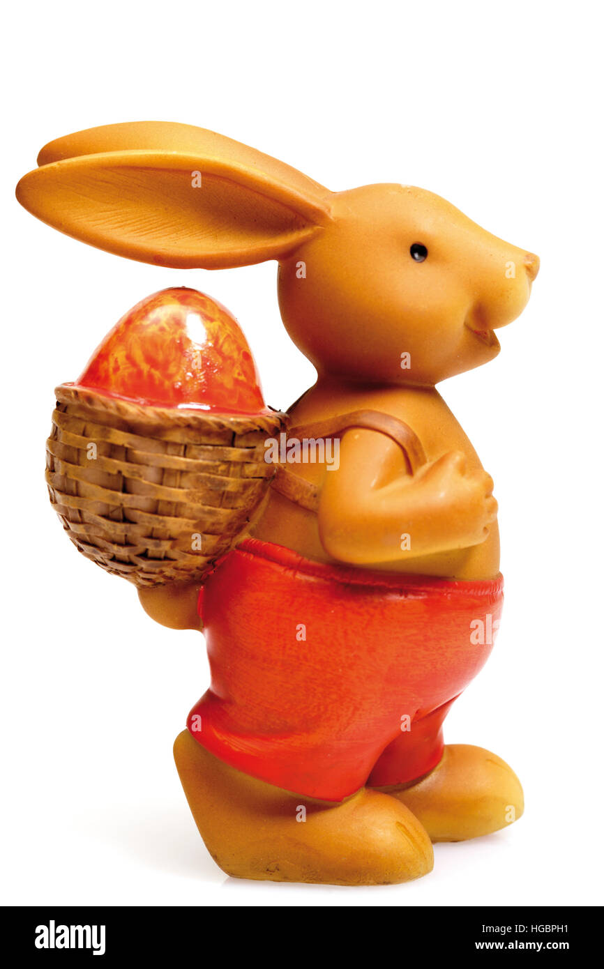 Easter bunny carrying basket, side view Stock Photo - Alamy