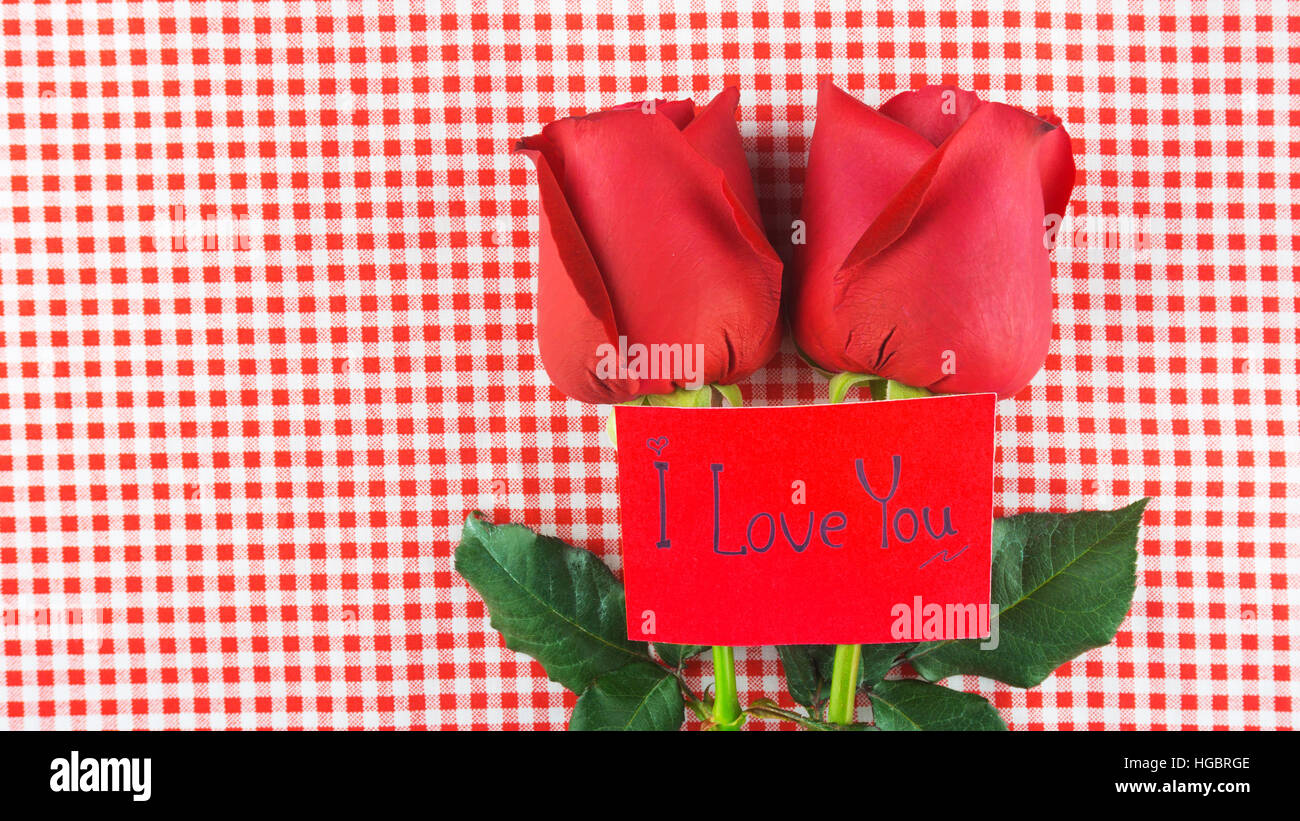 Red rose with message card. Image of Valentines day Stock Photo - Alamy