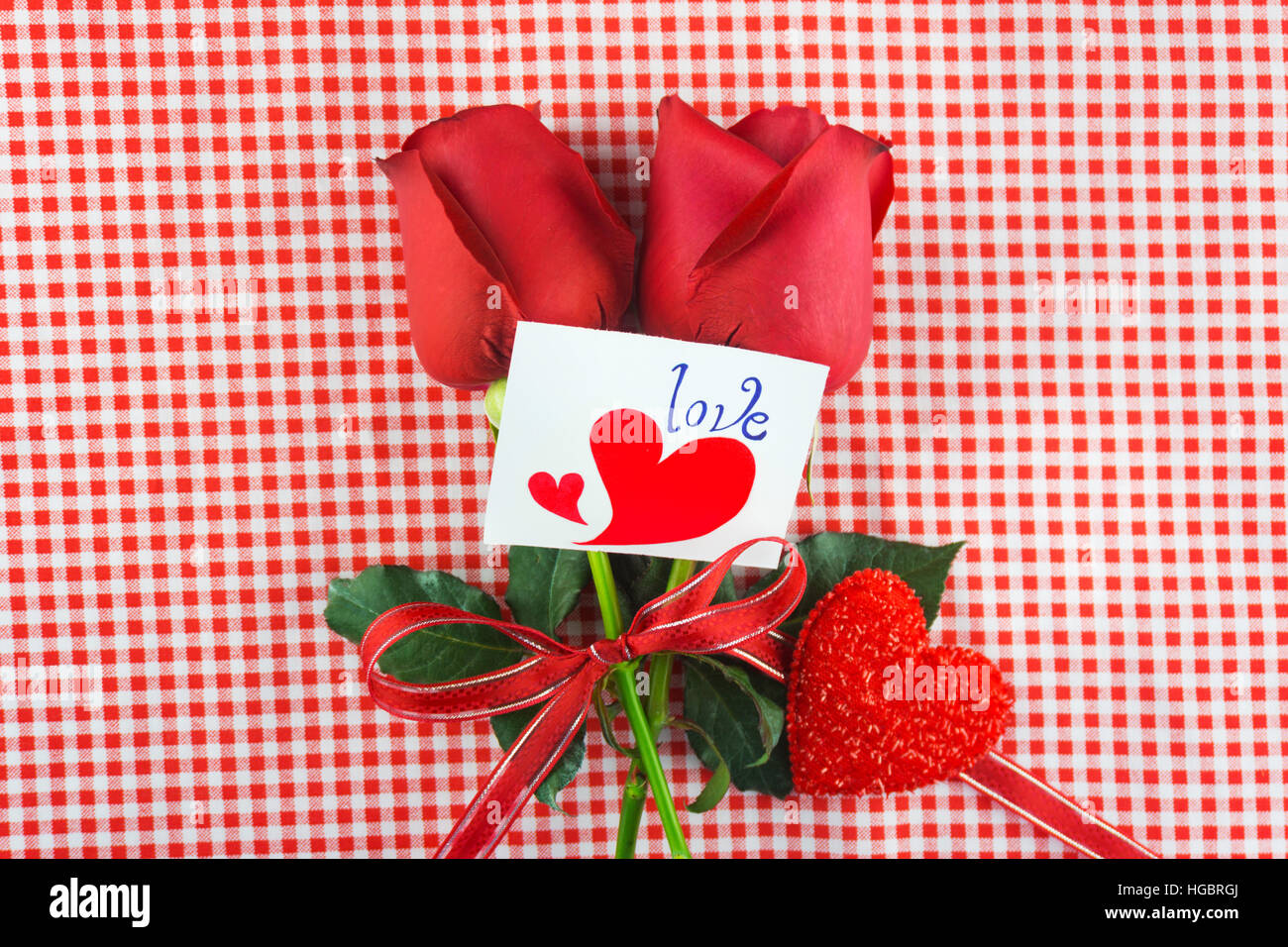 Red rose with message card. Image of Valentines day Stock Photo - Alamy