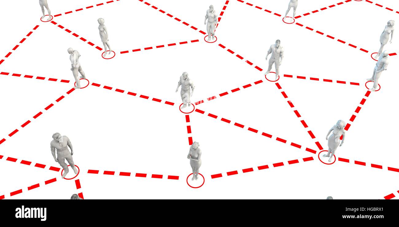 Large Group of People in Nodes Connected by Network Lines Stock Photo ...