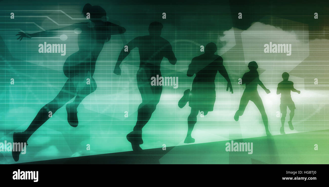 Sports Illustration Abstract Background with Silhouette Art Stock Photo ...