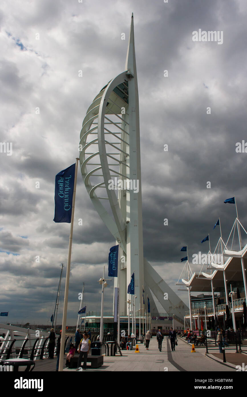 Tourists at the Spinnaker Tower in Portsmouth harbor erected as a ...