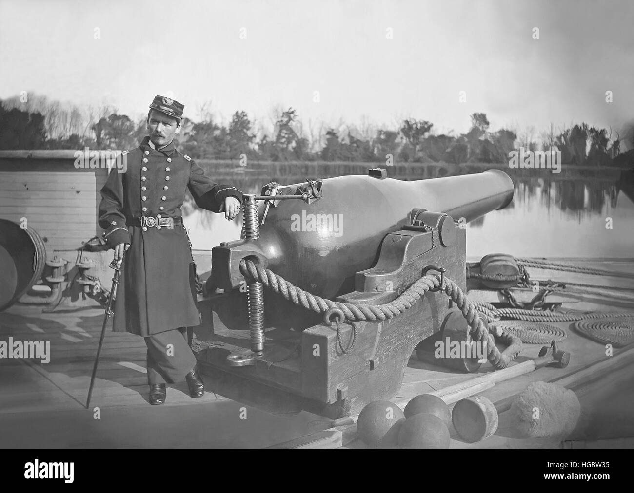 Deck of gunboat USS Hunchback during the American Civil War Stock Photo ...