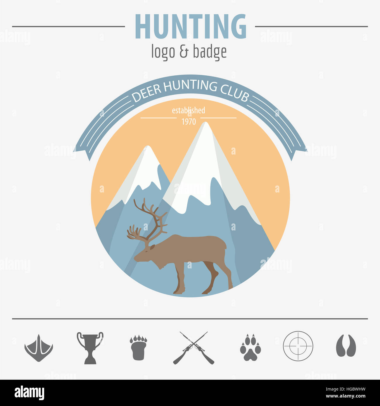 Hunting logo and badge template. Flat design. Vector illustration Stock ...