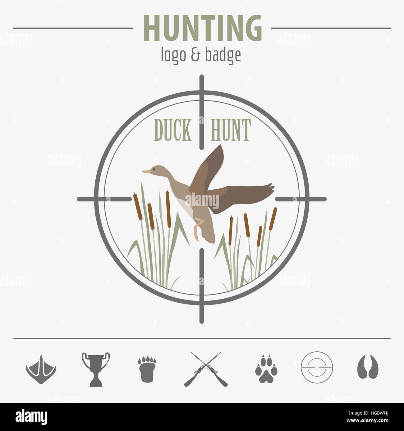 Hunting logo and badge template. Flat design. Vector illustration Stock ...